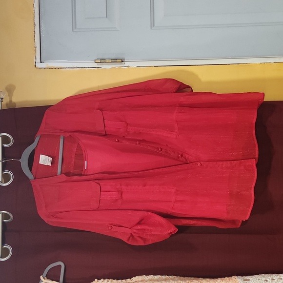 Just My Size Tops 2 Pc Red See Thru Cami And Blouse Poshmark